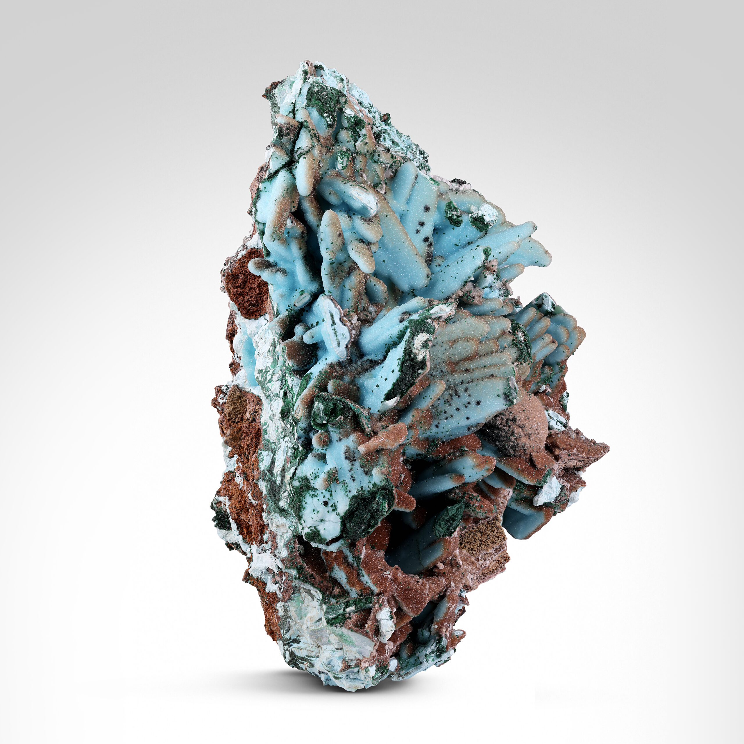 Quartz on Chrysocolla after Malachite after Gypsum: Tenke mine, Tenke-Fungurume Area, Lualaba ...