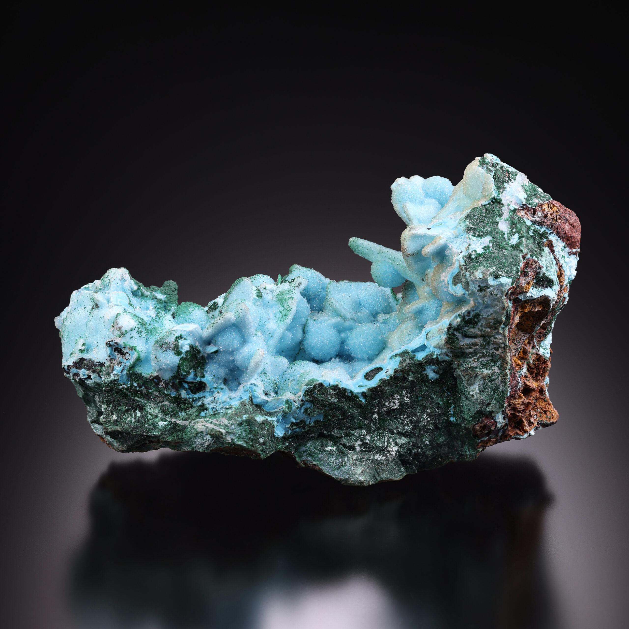 Quartz on Chrysocolla after Malachite after Gypsum: Tenke mine, Tenke-Fungurume Area, Lualaba ...