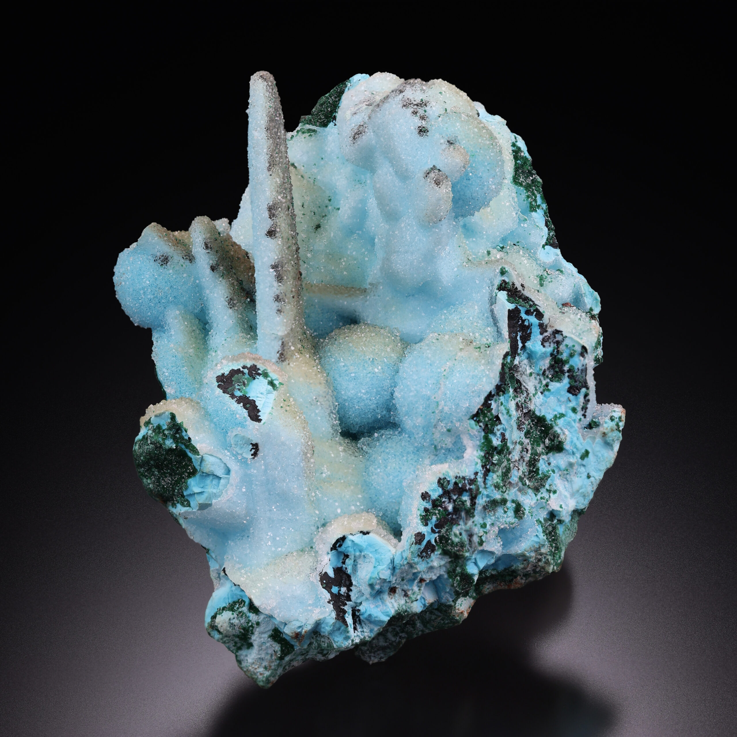 Quartz on Chrysocolla after Malachite after Gypsum: Tenke mine, Tenke-Fungurume Area, Lualaba ...